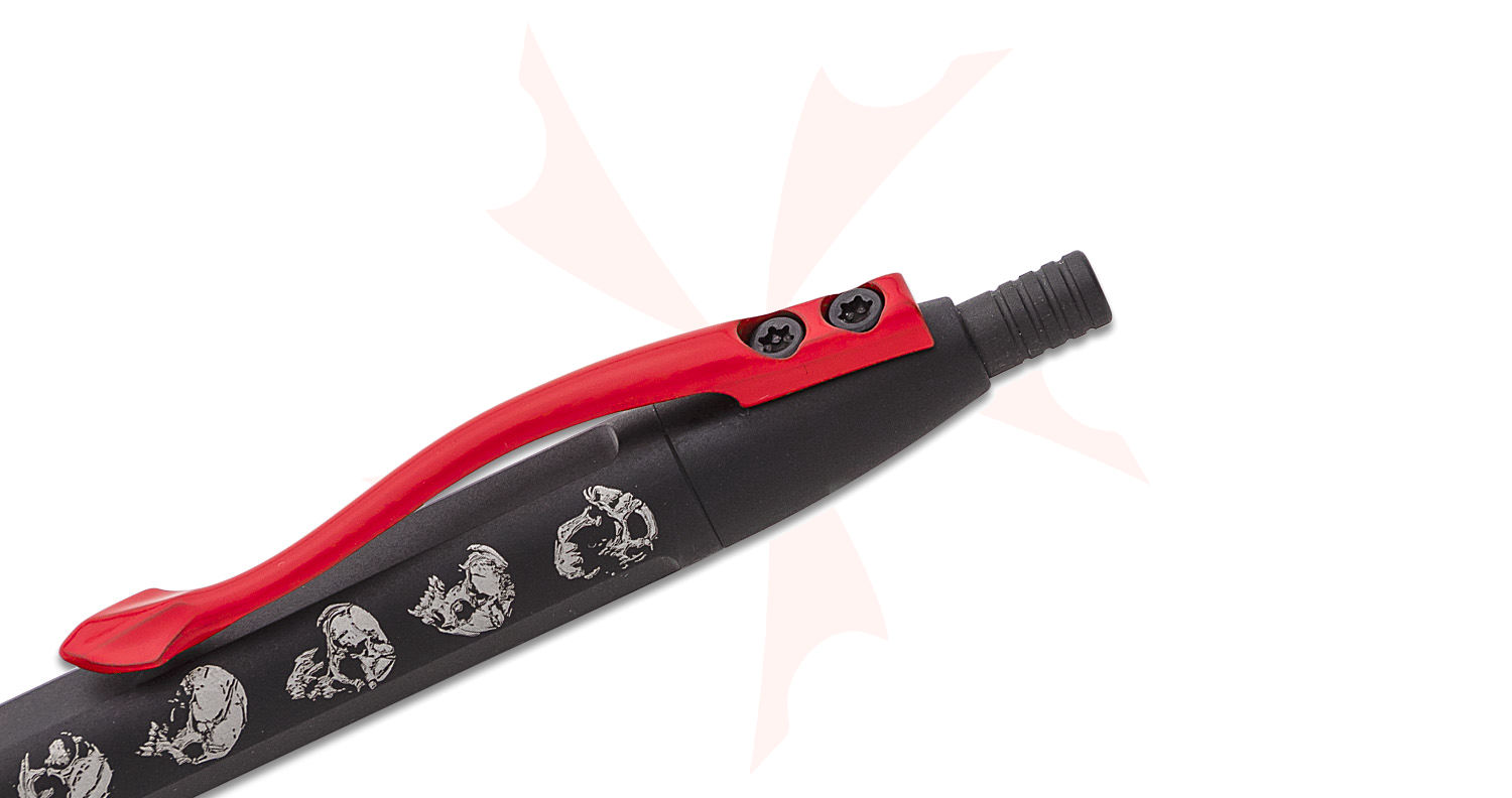 Michael Zieba Devil's Tail Custom Titanium Pen with Skulls V2 Engraving ...