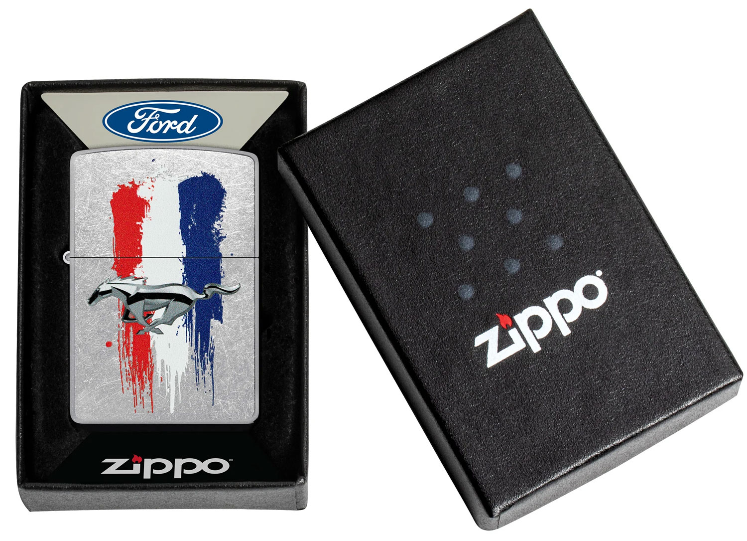 Zippo Lighter Street Chrome, Ford Mustang Patriotic Stripes ...