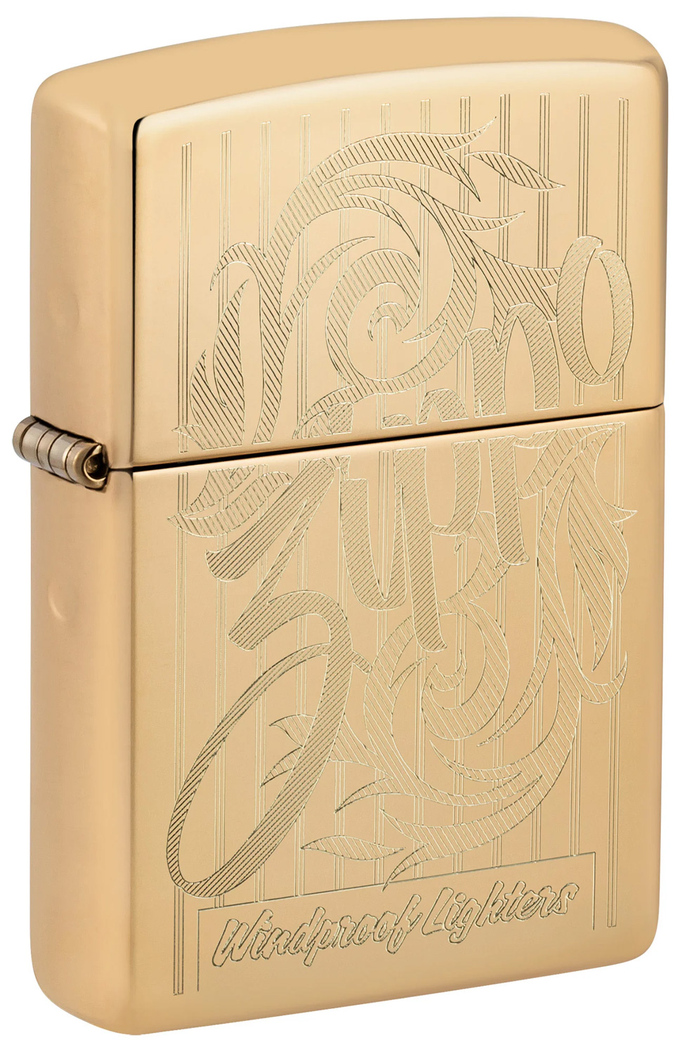 Zippo Lighter High Polish Brass, Zippo Swirling Filigree Design - KnifeCenter - 46568 - Discontinued