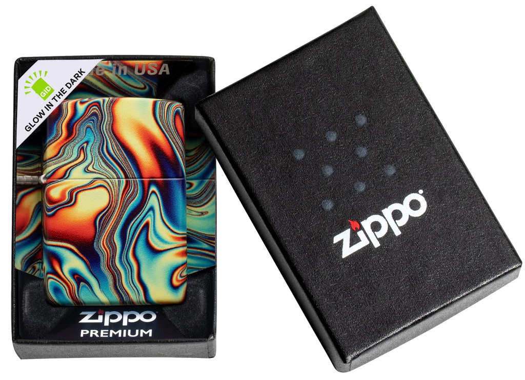 Zippo Lighter 540 Color, Glow in the Dark Colorful Swirl Design ...