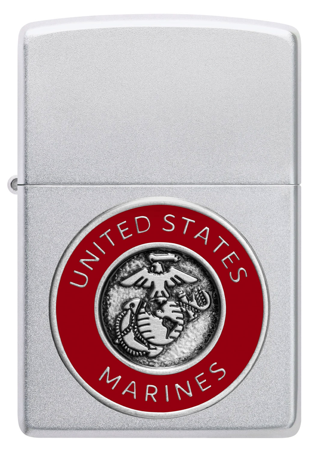 Zippo Lighter Satin Chrome, Marines EGA Emblem Art - KnifeCenter - 48974