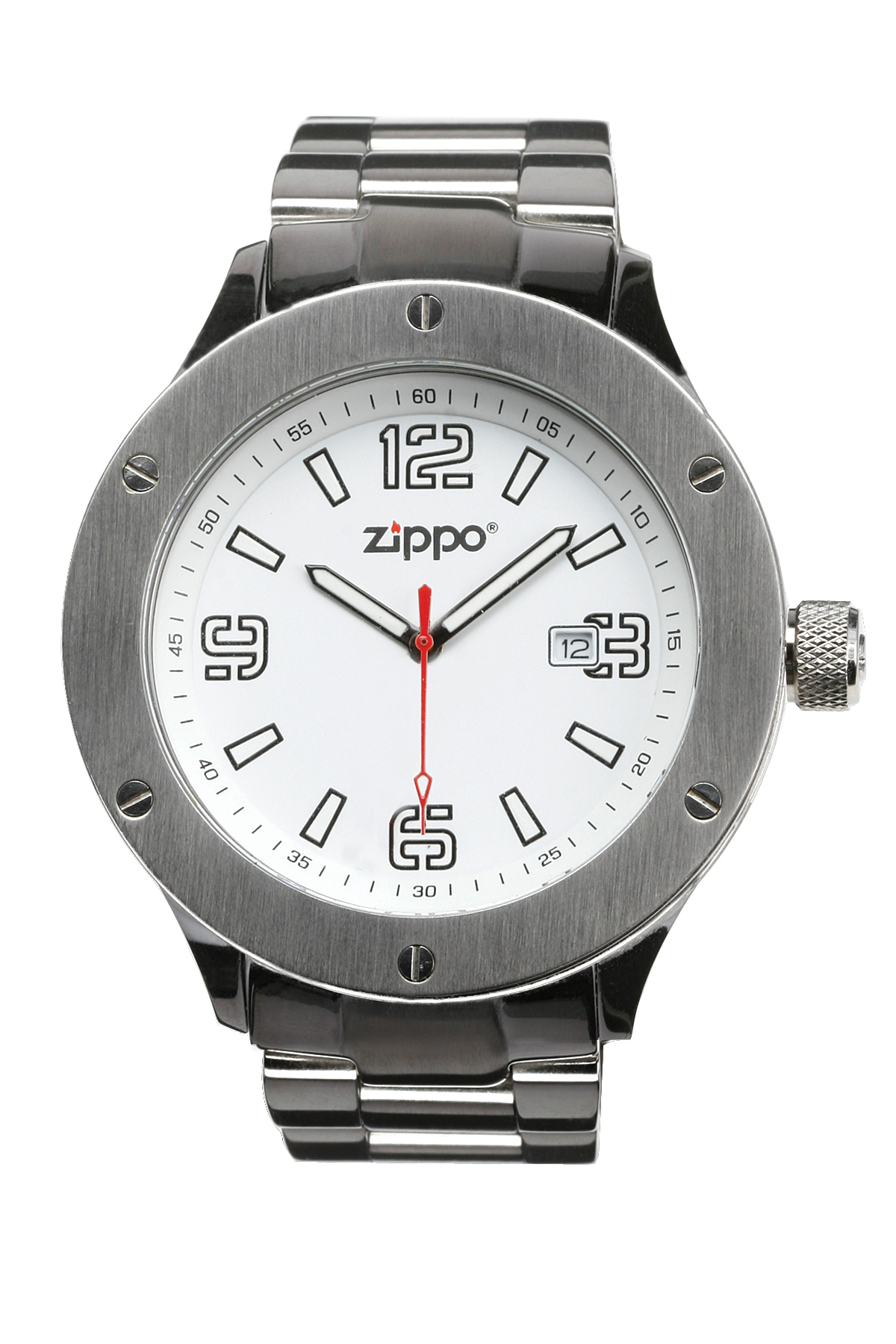 Zippo Watch White Face / Stainless Steel Band - KnifeCenter - 45006 ...