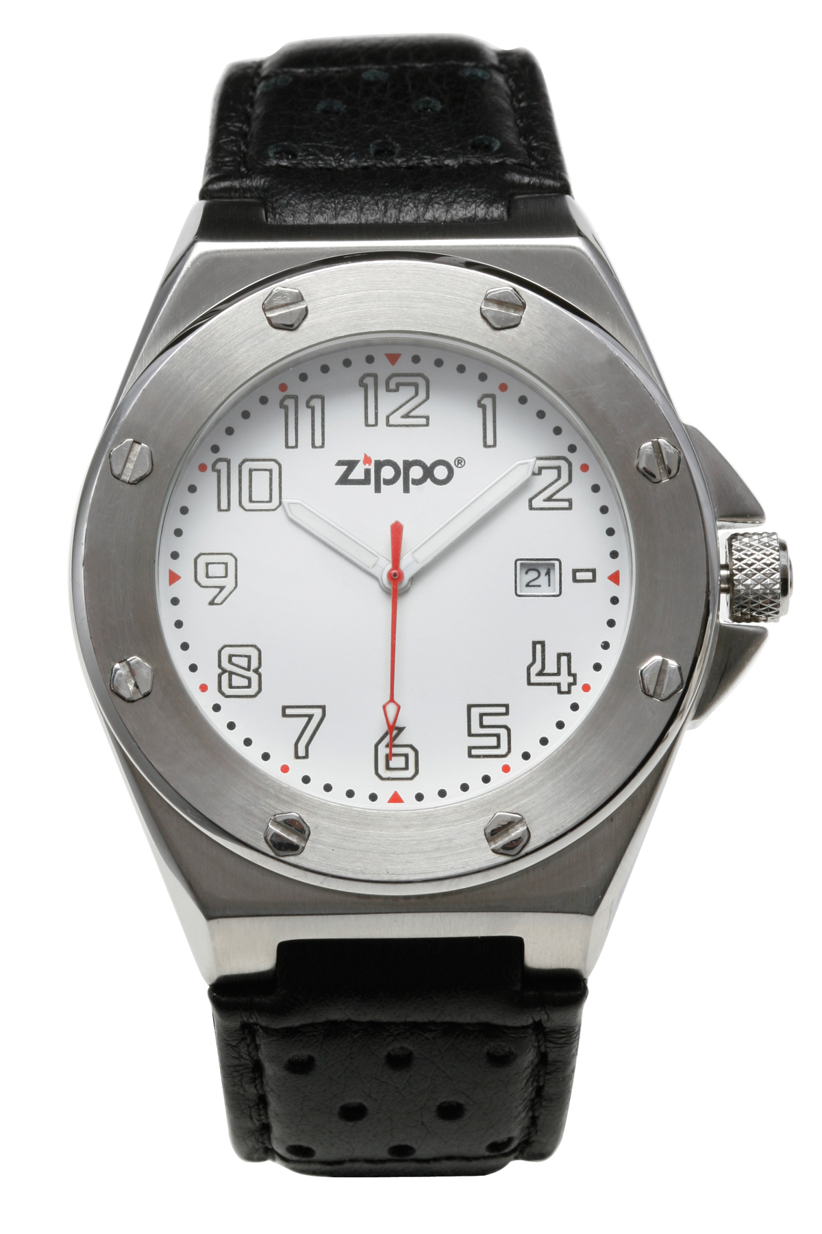 Zippo Watch White Face / Black Leather Band - KnifeCenter - 45008 ...
