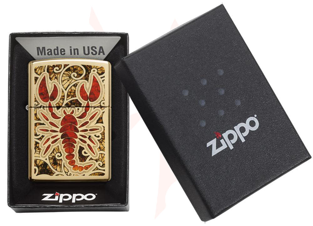 Zippo Lighter High Polish Brass, Scorpio Fusion - KnifeCenter - 29096