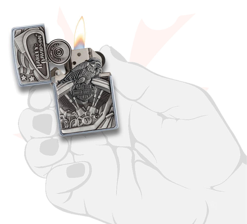 Zippo Lighter Harley-Davidson Street Chrome, Engine with Eagle Surprise ...