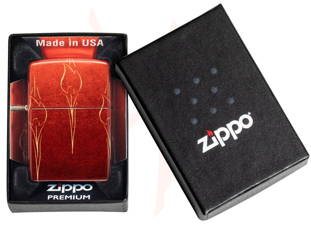 Zippo Lighter 540 Fusion Tumbled Chrome, Ombre Zippo Flames - KnifeCenter - 48510