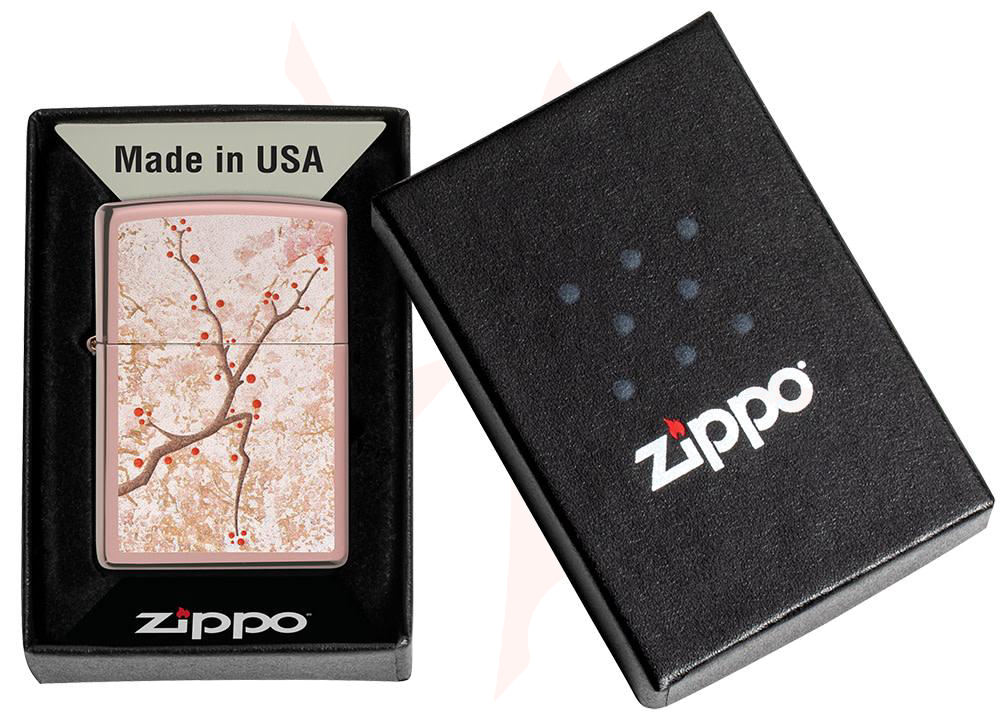 Zippo Lighter High Polish Rose Gold, Eastern Cherry Blossoms ...