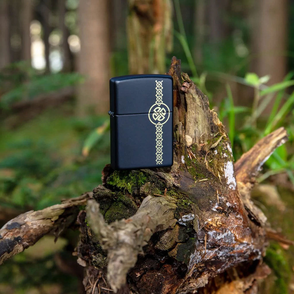 Zippo Lighter Black Matte, Celtic Design - KnifeCenter - 49518 ...