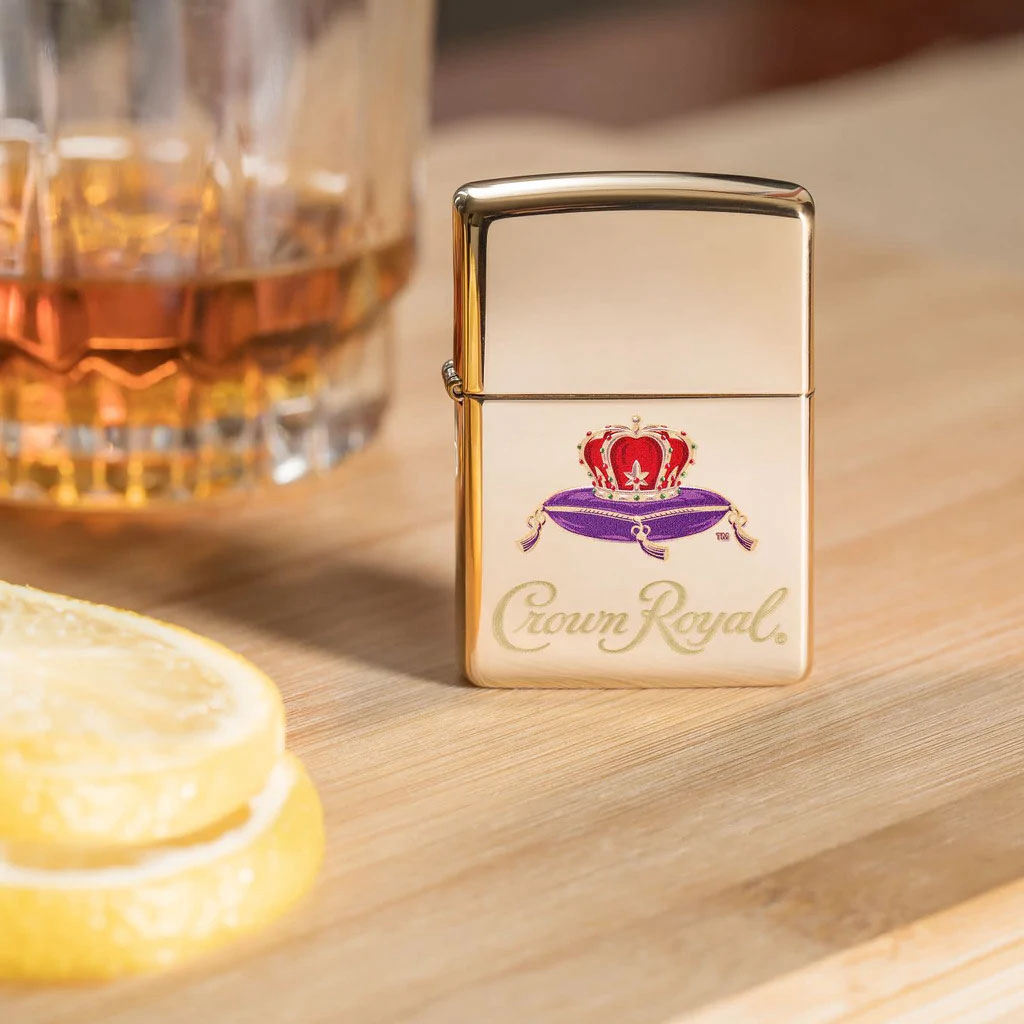 Zippo Lighter High Polish Brass, Crown Royal - KnifeCenter - 49657 ...