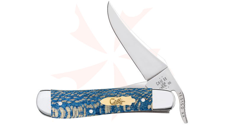 Case Smooth Blue Sycamore Wood RussLock Pocket Knife 4.13" Closed ...