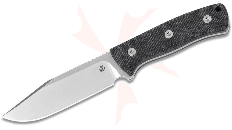 QSP Knives Bison V2 Fixed Blade Knife 4.5" D2 Satin Clip Point, Black ...