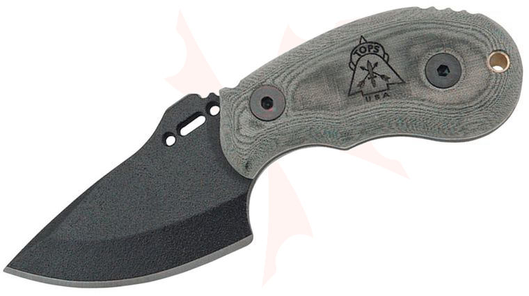 TOPS Knives Wolf Pup 2-1/2" Black 1095 Carbon Blade, Linen Micarta ...